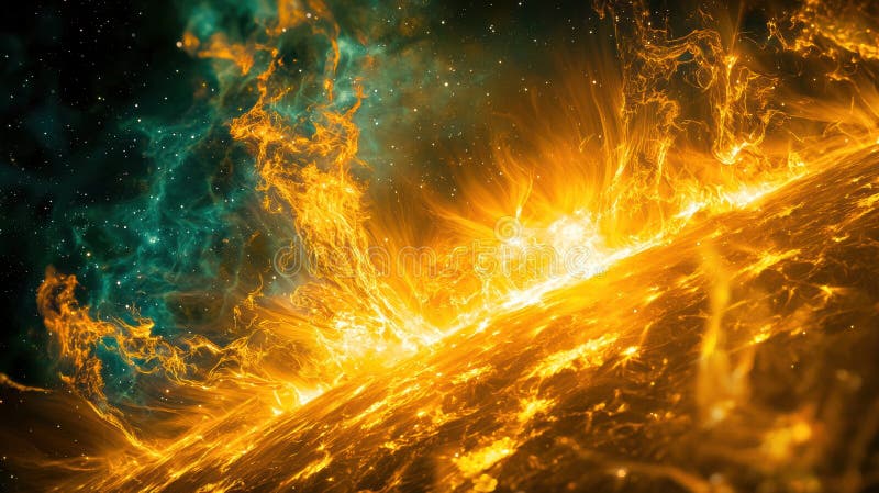 Stunning Yellow Nebula Against a Dark Background Creating a Cosmic and ...