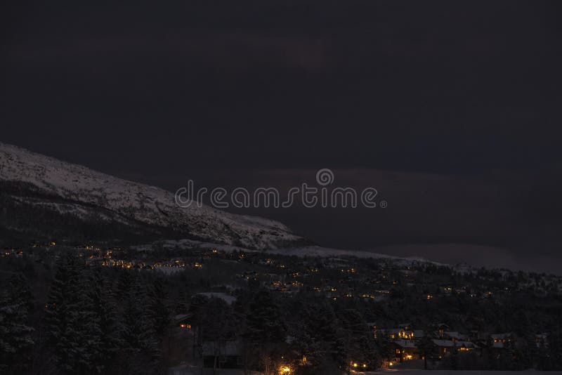 Beautiful Winter View of the Norwegian Landscape at Night Stock Photo ...