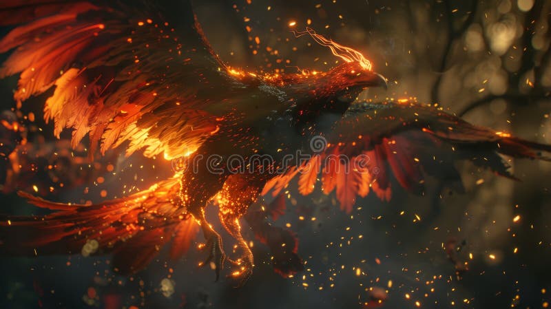 Stunningly Detailed Phoenix Surrounded by Vibrant Flames and Glowing ...