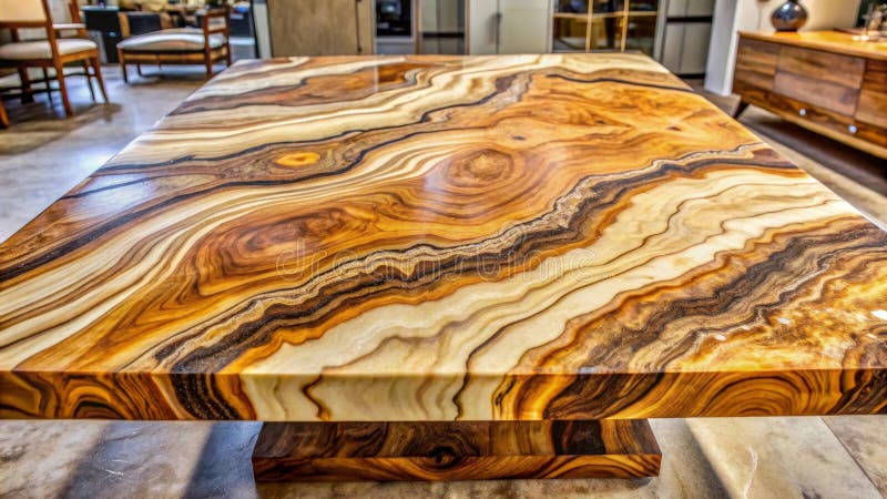 Stunningly Elegant Hardwood Table with Richly Colored, Wavy Grain ...