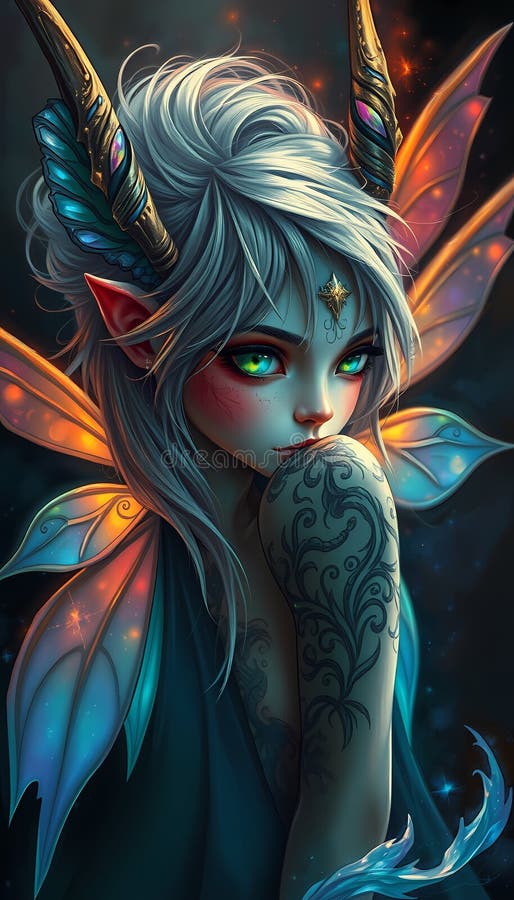 A Stunningly Enigmatic Pixie-like Creature Stock Illustration ...