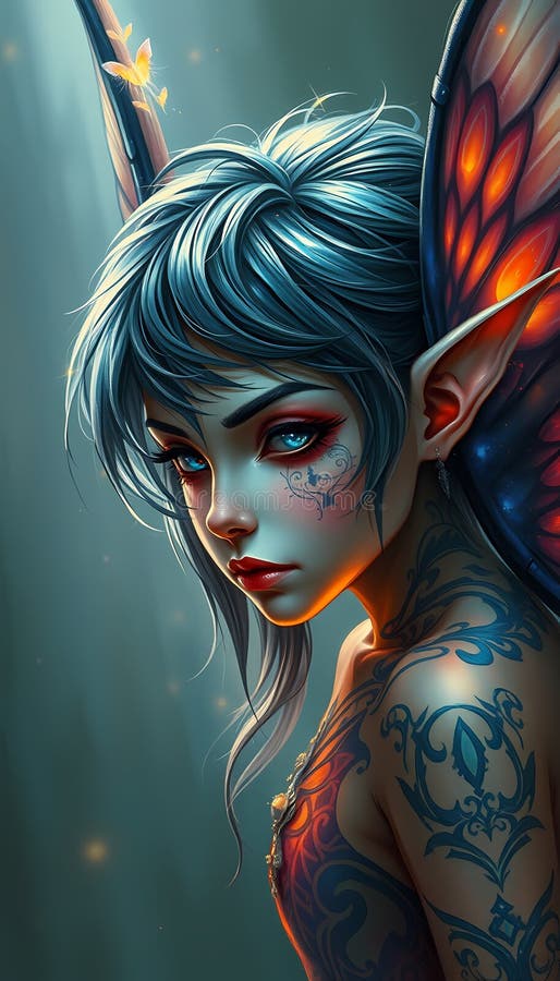 A Stunningly Enigmatic Pixie-like Creature Stock Illustration ...