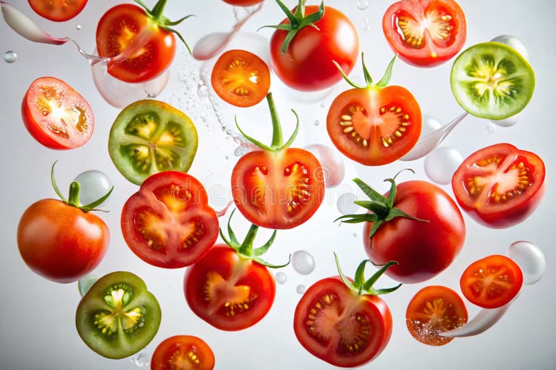 Stunningly Fresh Tomato Slices Levitating in a Captivating Visual Feast ...
