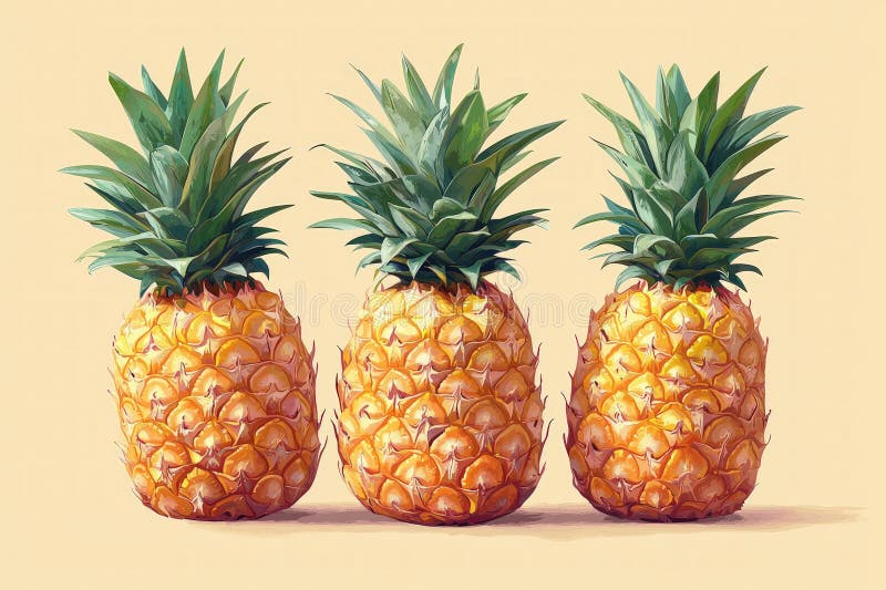 A Stunningly Realistic Illustration of a Pineapple, Capturing Its ...