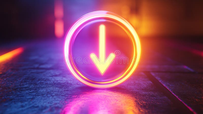 A Stunningly Vibrant Neon Downward Arrow Created in 3D Digital Art ...