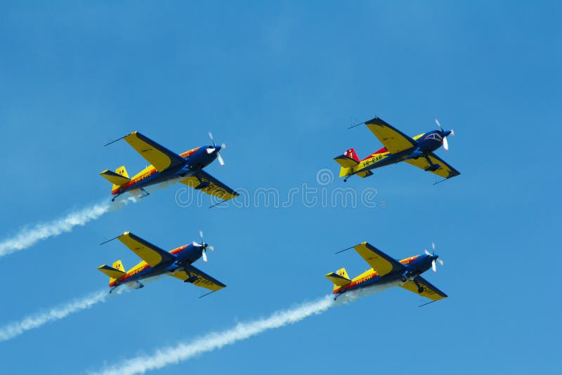 Stunt Plane Flying Against Clear Blue Sky. Editorial Image - Image of ...