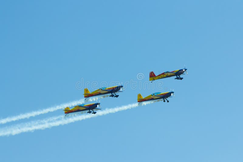 Stunt Plane Flying Against Clear Blue Sky. Editorial Photo - Image of ...