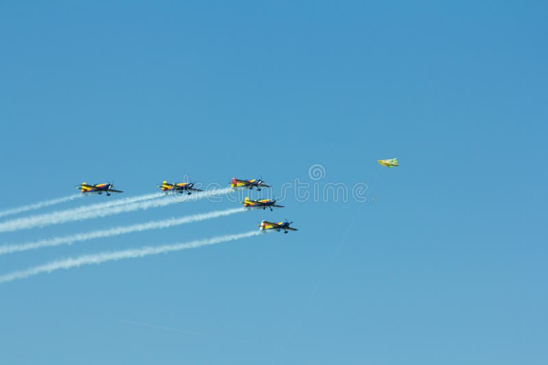 Stunt Plane Formation Flying at Deva Airshow. Editorial Photography ...
