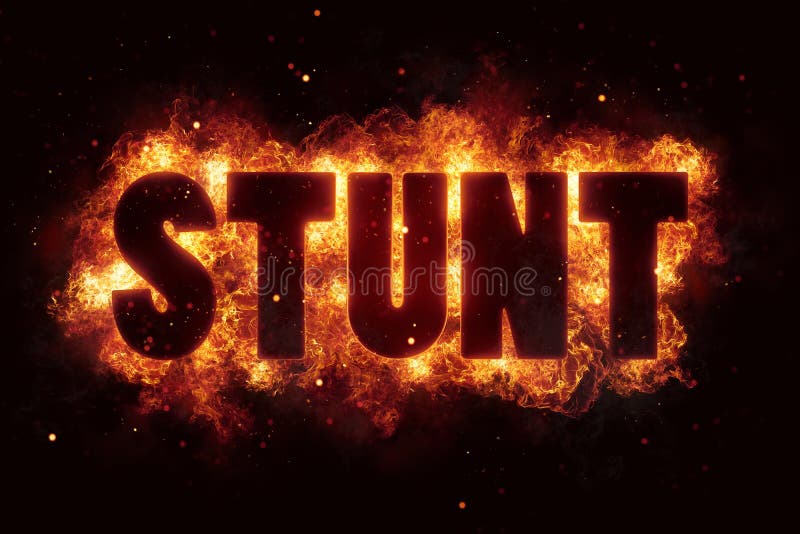Stunt Stuntman Text on Fire Flames Explosion Burning Stock Image ...