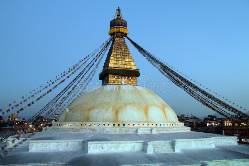 Stupa Bodnath stock image. Image of prayer, history, night - 36475895