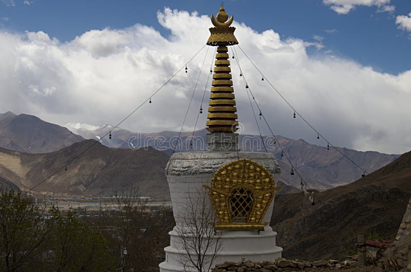 Stupa at Drepung Monastery stock photo. Image of blue - 117740906