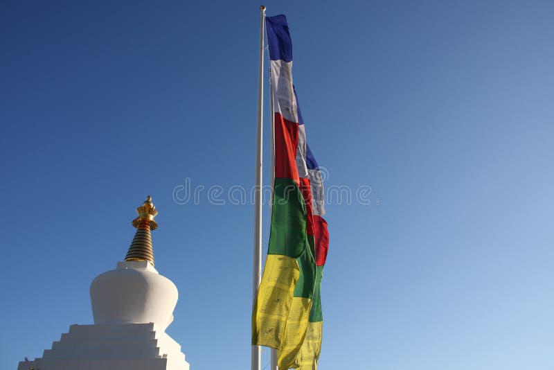Stupa and praying flags stock image. Image of peaceful - 7239863