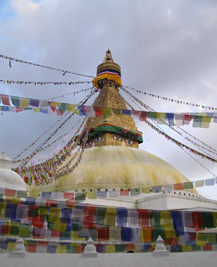 Stupa with Tibetan flags stock photo. Image of sutras - 29427680
