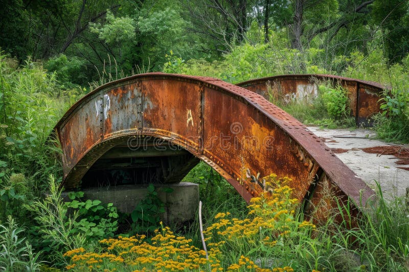 Sturdy Arch Rusty Bridge Isometric. Generate AI Stock Image - Image of ...