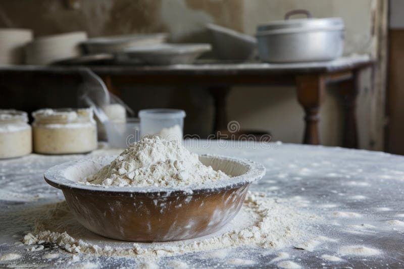 Sturdy Bakery Flour Table Rustic. Generate Ai Stock Photo - Image of ...