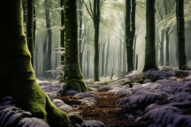 Sturdy Beech Tree Trunks, Standing Tall in the Forests Embrace Stock ... Sturdy Beech Tree Trunks, Standing Tall in the Forests Embrace Stock ...
