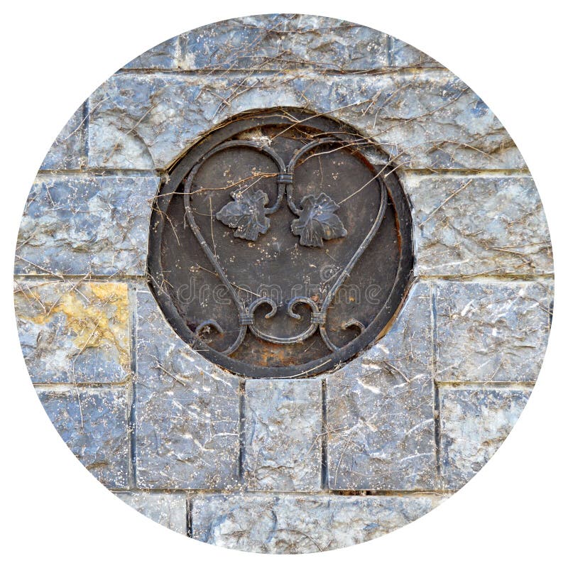 Sturdy Blue and Gray Cut Stone Wall, Wrought Iron Window Stock Photo ...
