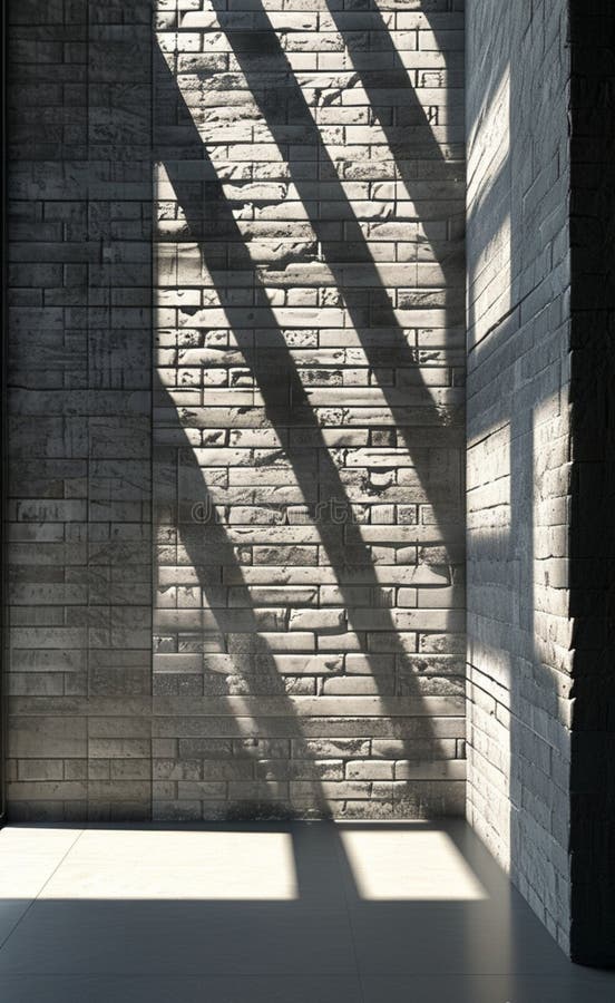 A Brick Wall with a Shadow of a Person Walking Stock Illustration ...