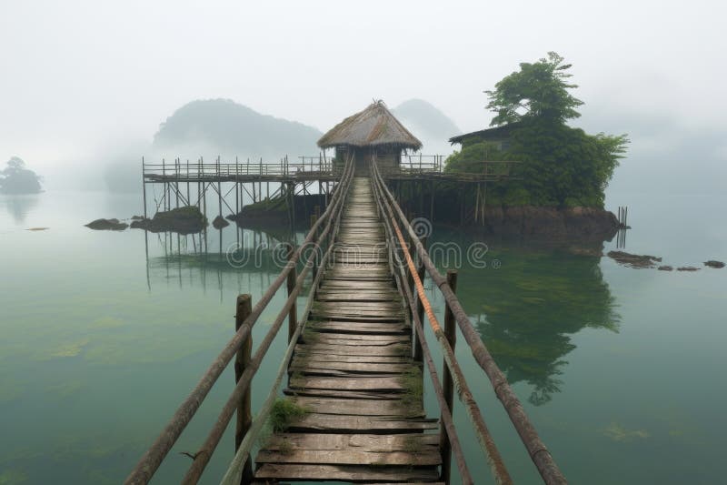 Sturdy Bridge Connecting Island To Mainland Stock Illustration ...