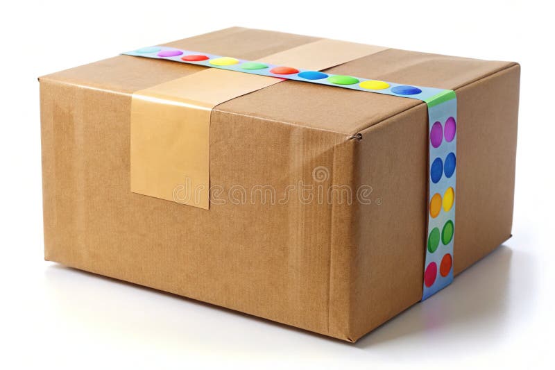 Colorful ReadytoShip Cardboard Box a Vibrant Package Awaits Postal ...