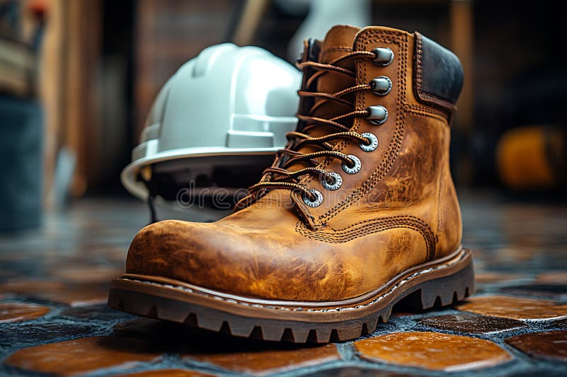 Brown Leather Industrial Safety Boots Stock Illustrations – 225 Brown ...