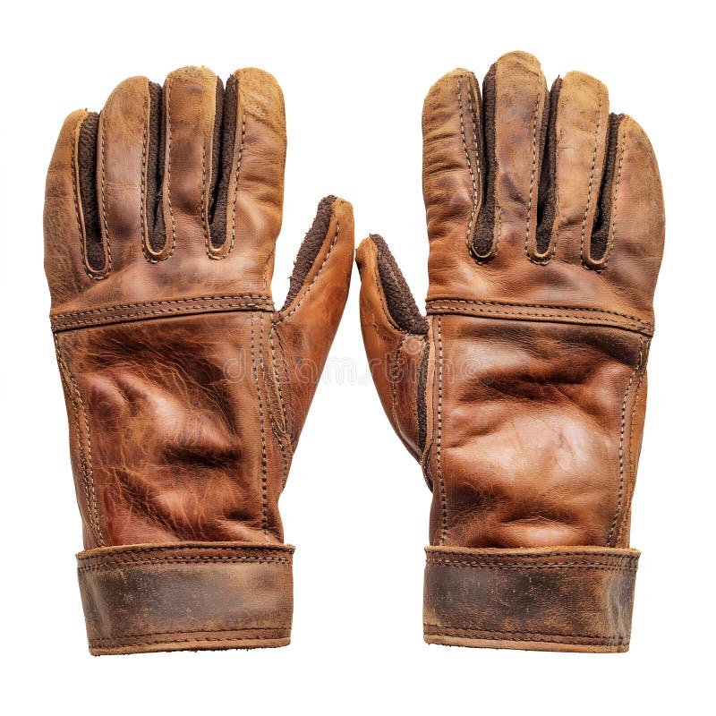 Sturdy Brown Leather Work Gloves Isolated on White Background Durable ...