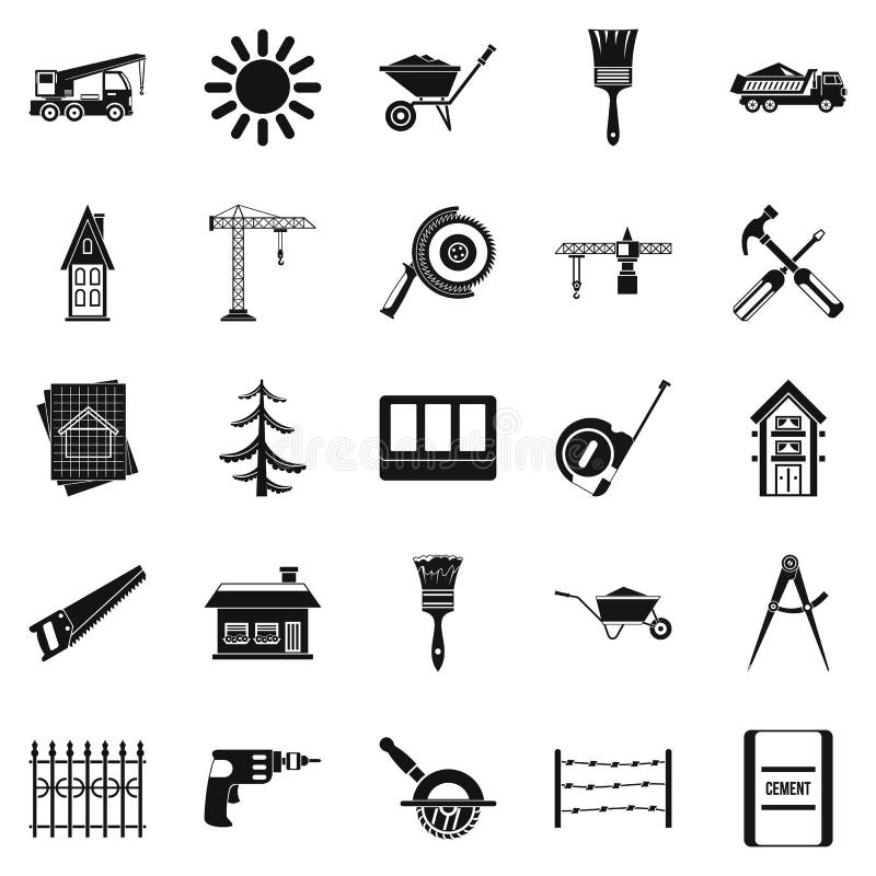 Sturdy Construction Icons Set, Simple Style Stock Vector - Illustration ...