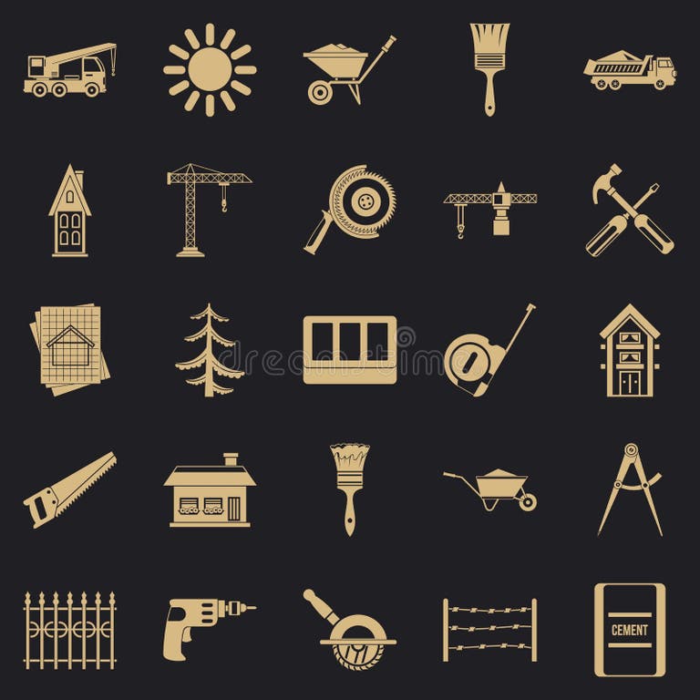 Sturdy Construction Icons Set, Simple Style Stock Vector - Illustration ...