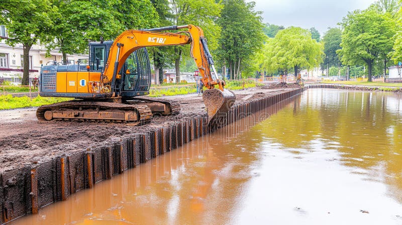 A Sturdy Construction Vehicle Rests on a Solid Concrete Block ...