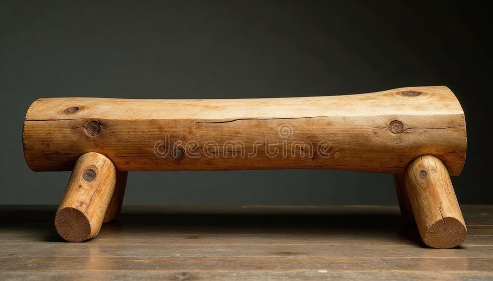 Sturdy Handcrafted Log Bench, Light Wood Grain Visible, Wood, Bench ...