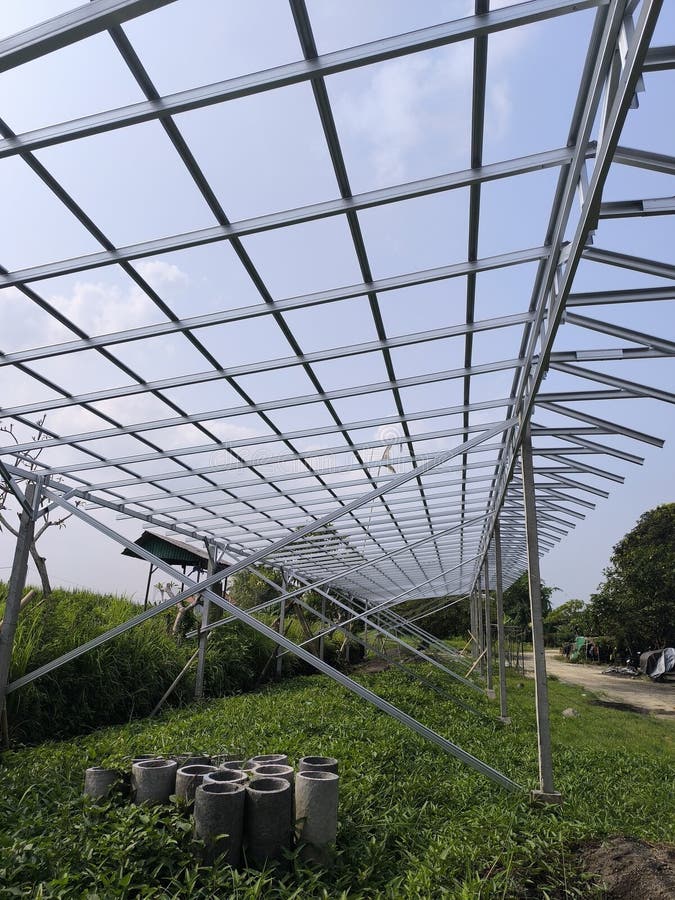 Sturdy Light Steel Construction To Support the Roof Stock Image - Image ...