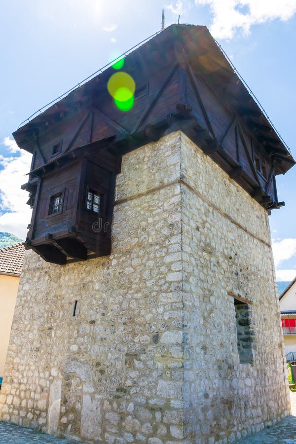 A Sturdy Medieval Defensive Tall Tower. Stock Image - Image of balkan ...
