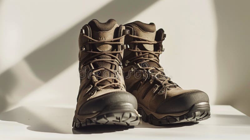These Sturdy Men S Hiking Boots are Positioned on a Surface, Showcasing ...