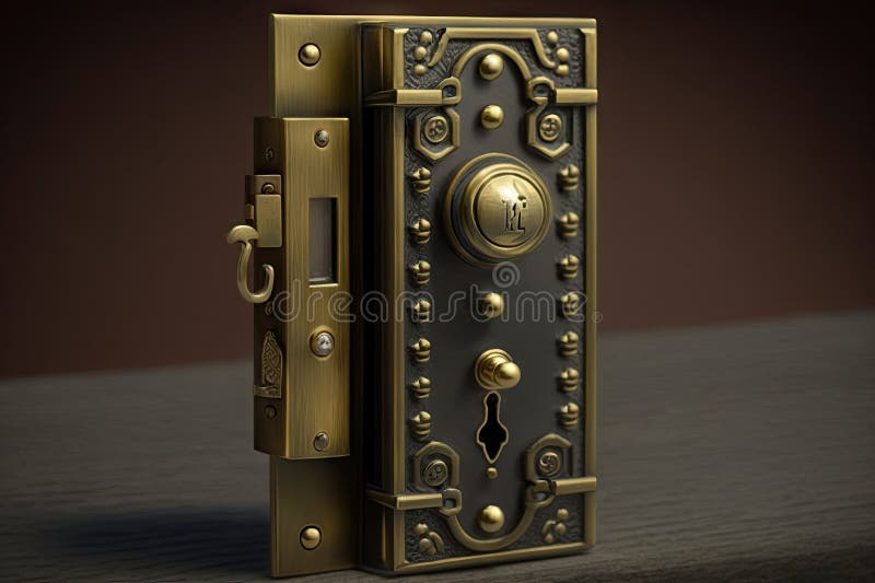 Sturdy Metal Door Lock, with Solid Brass Hinge and Deadbolt Stock ...