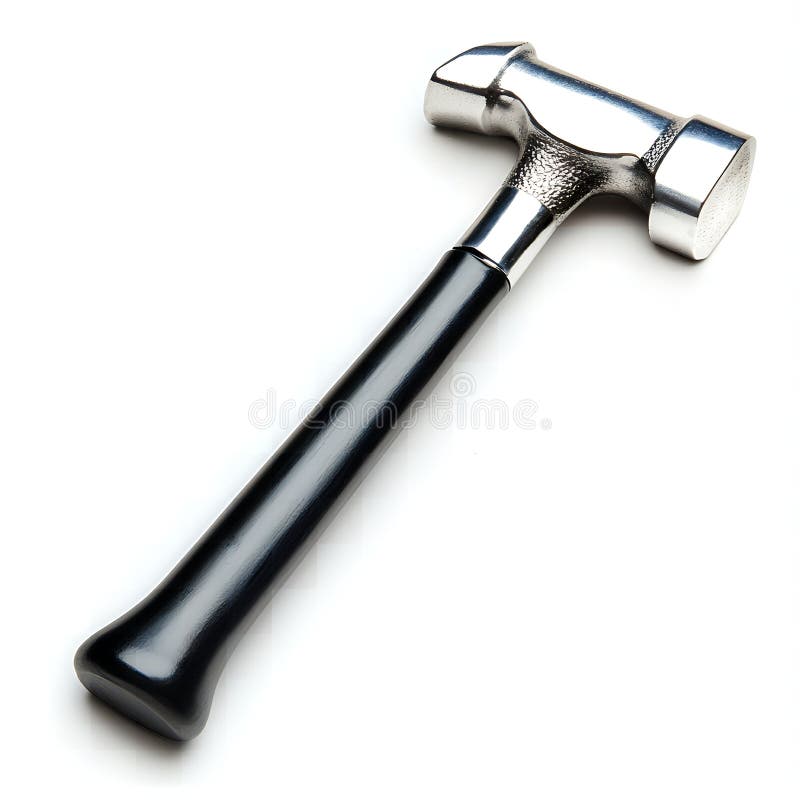 Sturdy Metal Hammer with Black Handle Isolated on White Background ...