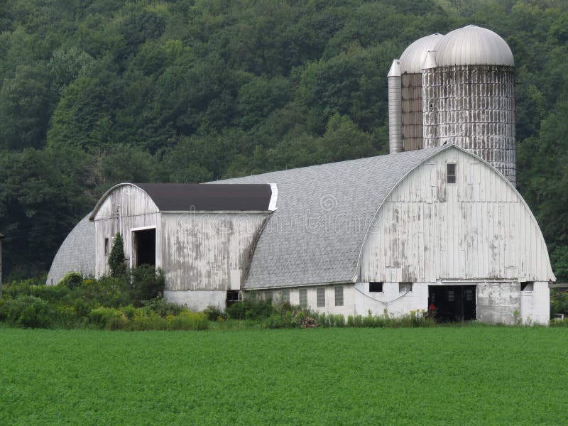 Sturdy Old Barn and Silos Could Use a Face Lift Stock Image - Image of ...