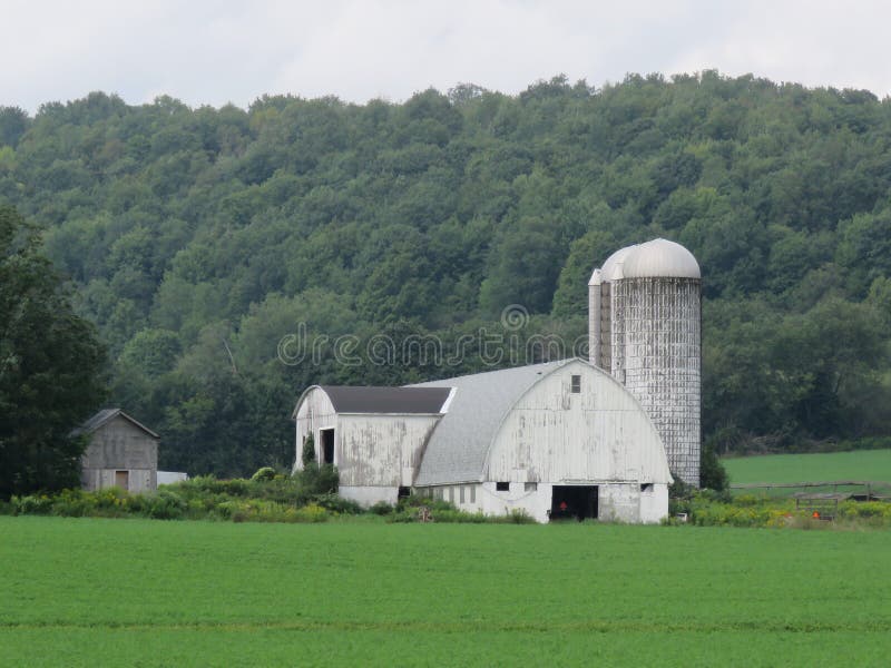 Sturdy Old Barn and Silos Could Use a Face Lift Stock Image - Image of ...