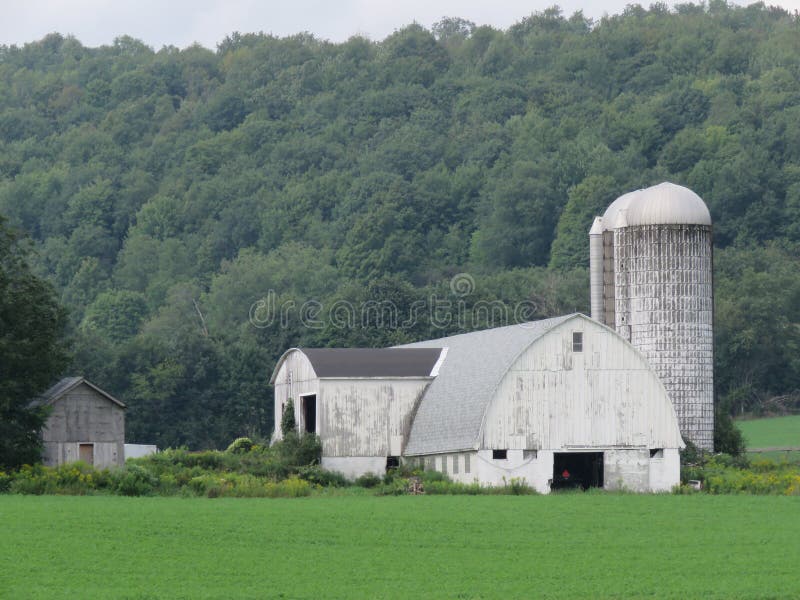 Sturdy Old Barn and Silos Could Use a Face Lift Stock Photo - Image of ...