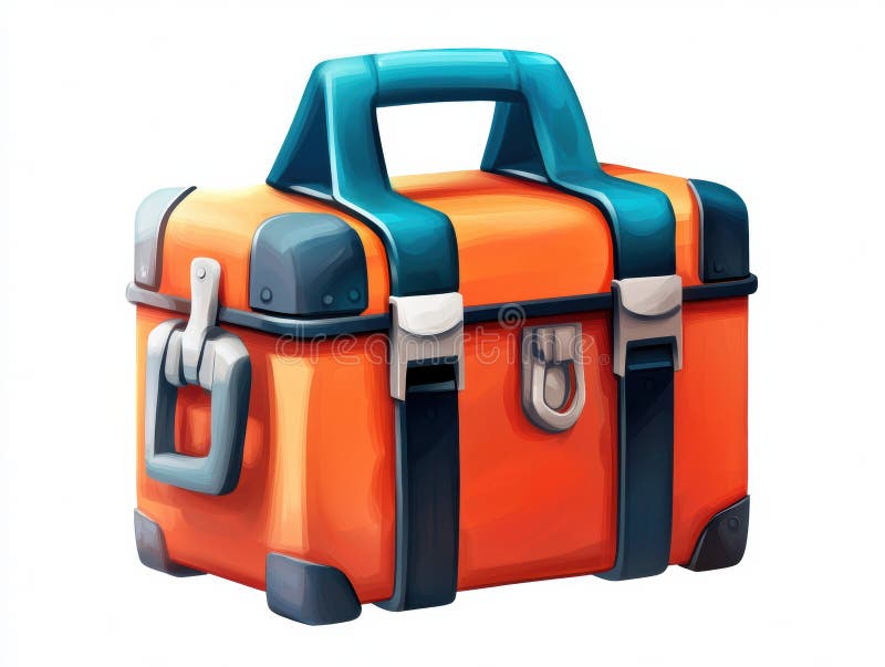 Sturdy Orange and Blue Tool Box with Secure Metal Lock and Handle for ...