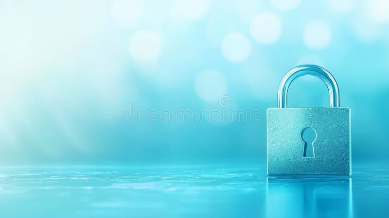 Sturdy Padlock on Serene Blue Background, Symbol of Security and ...