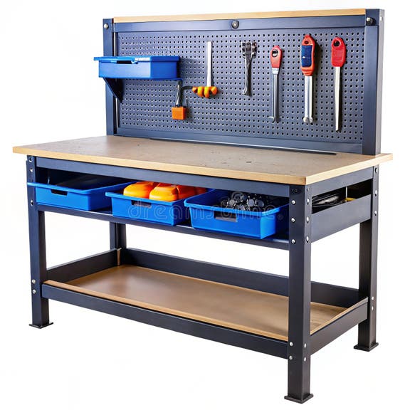 Plastic Workbench with Built-in Tool Storage Stock Illustration ...