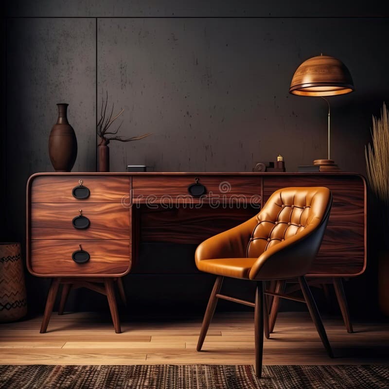 A Sturdy and Practical Wooden Desk with Ample Storage and a Comfortable ...