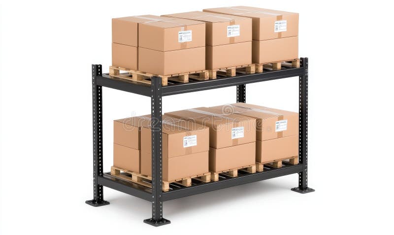 A Sturdy Shelving Unit with Stacked Cardboard Boxes, Ideal for ...