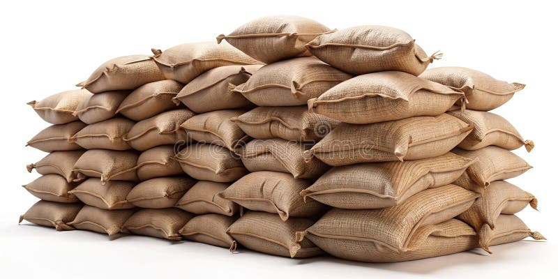 Sturdy Stacked Sandbags a Powerful Flood Barrier for Construction ...