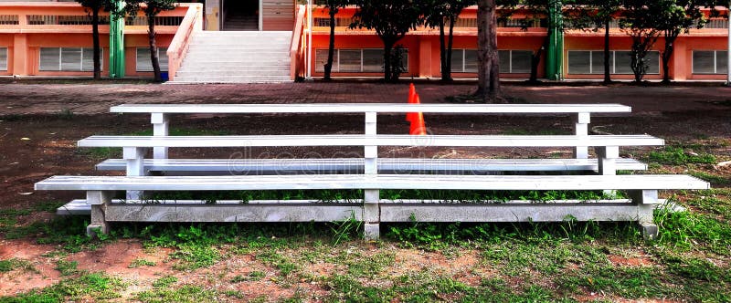 Sturdy Steel Galvanized Portable Bleachers in the Field Stock Image ...