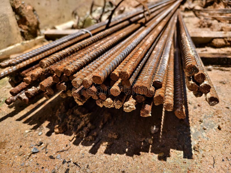 Sturdy Steel Rebars at a Construction Site Stock Photo - Image of ...