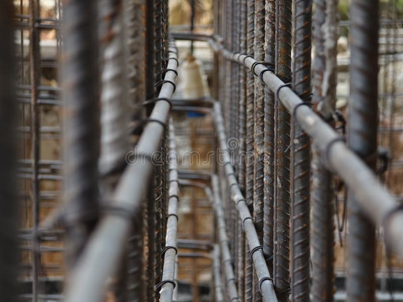 Sturdy Steel Rebars at a Construction Site Stock Image - Image of line ...