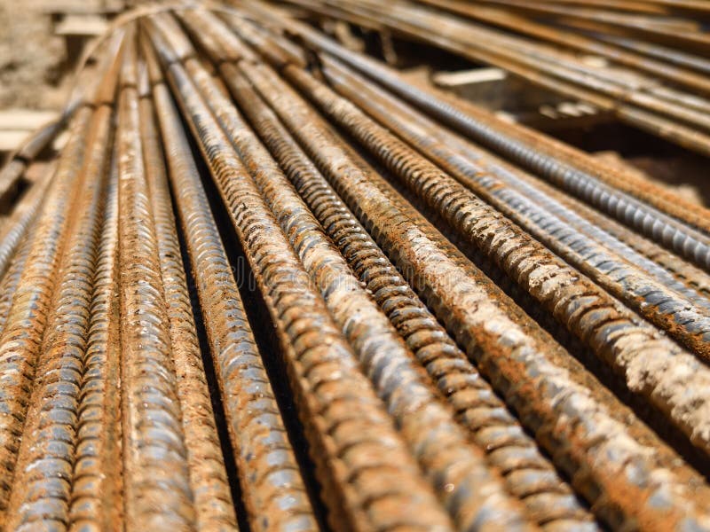 Sturdy Steel Rebars at a Construction Site Stock Photo - Image of grid ...