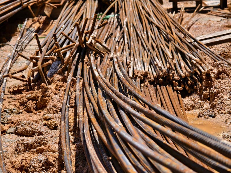 Sturdy Steel Rebars at a Construction Site Stock Photo - Image of ...