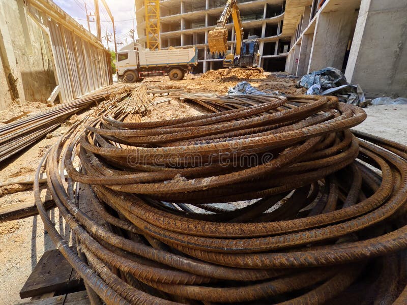 Sturdy Steel Rebars at a Construction Site Stock Photo - Image of metal ...